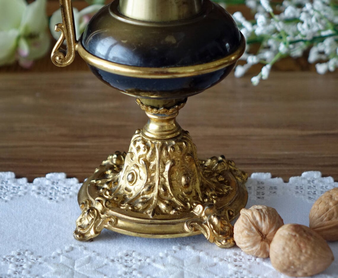 Vintage Brass Decorative Urn Candlestick - Etsy