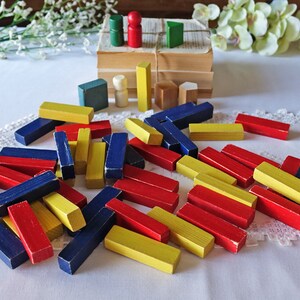 Vintage Wood Blocks - Wooden Building Block Set - Colourful Wood Blocks ...