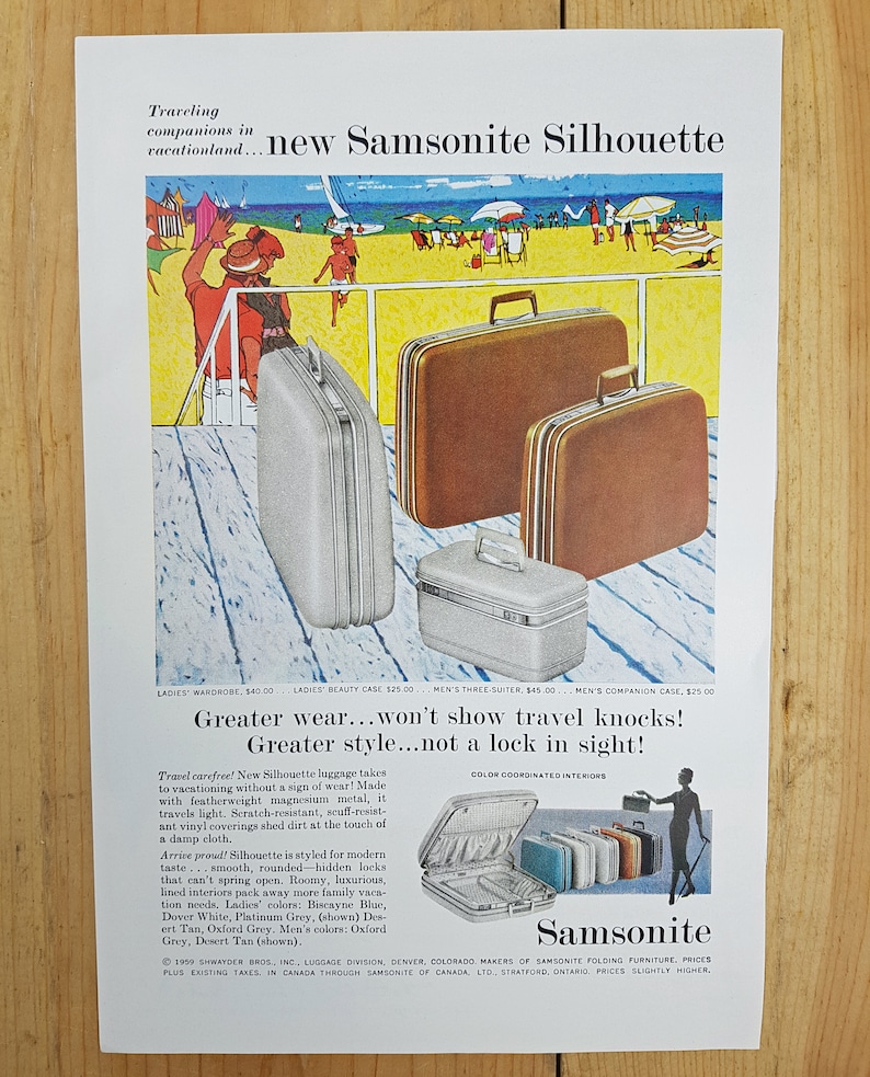 1959 SAMSONITE Advertisement Retro Print Ad new - Etsy