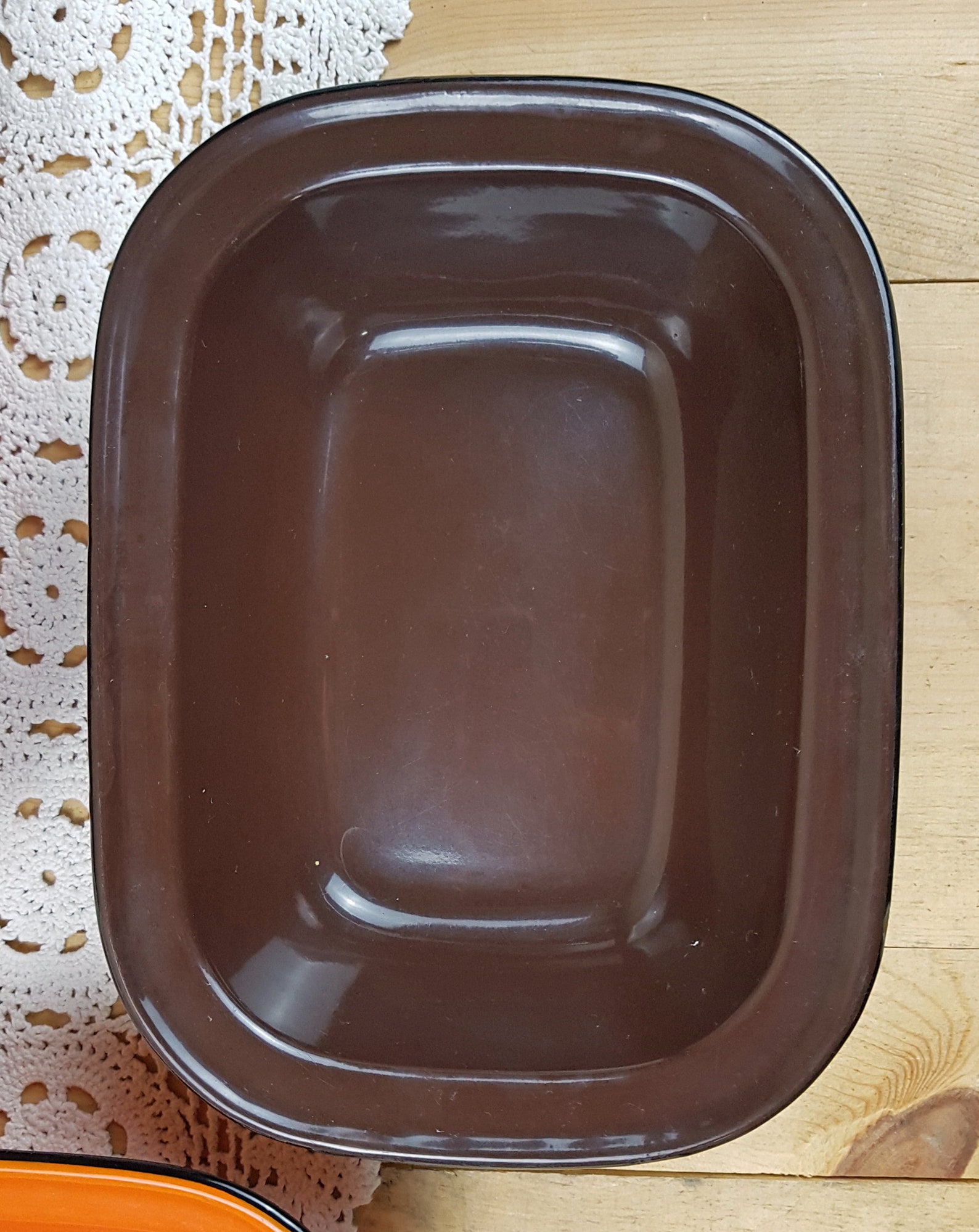 Enamel Rectangle Bowls Set of 3 Nesting Bowls Orange Brown - Etsy