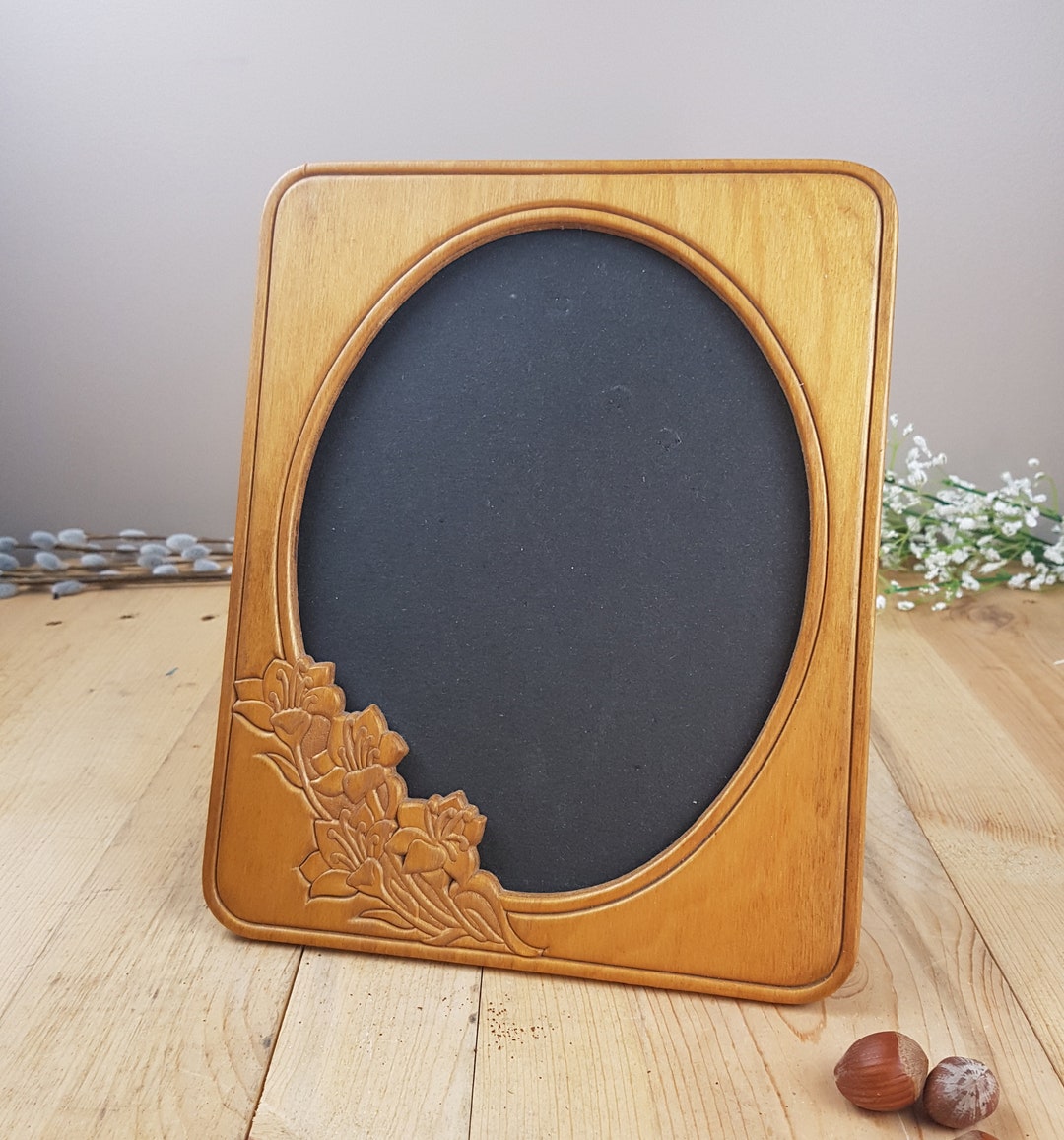 Flower Wood Carved Frame Vintage Frame Table Frame - Etsy