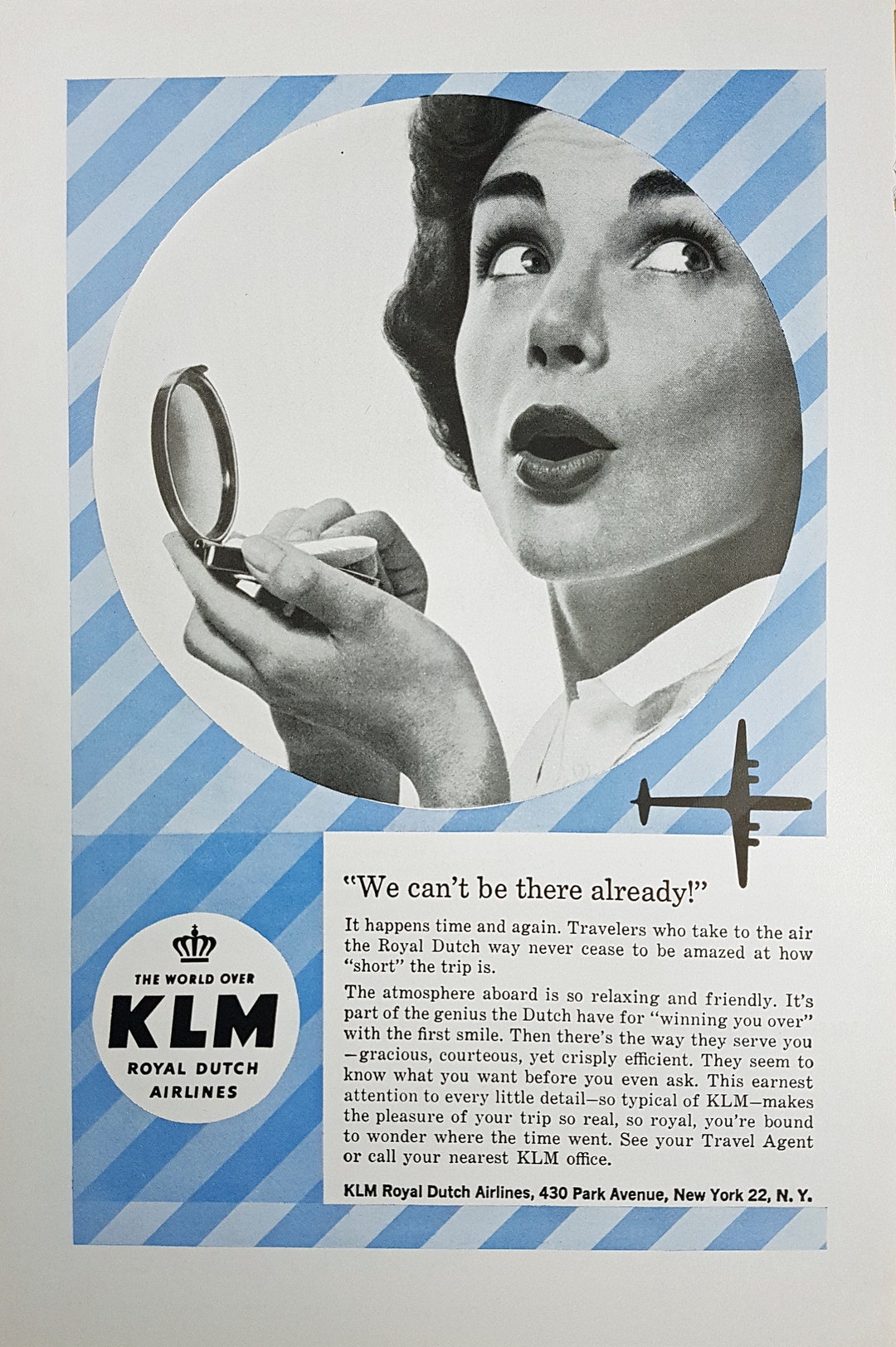 1958 KLM Royal Dutch Airlines Advertisement Original Magazine Ad Retro ...