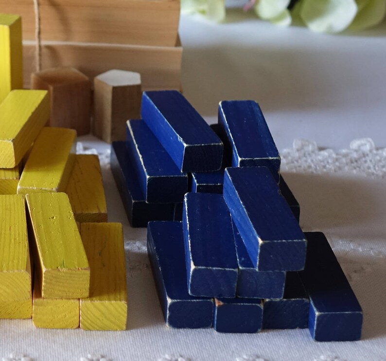 Vintage Wood Blocks Wooden Building Block Set Colourful - Etsy