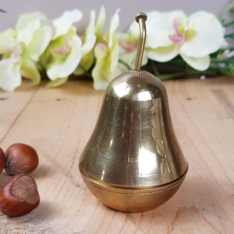 Brass Pear Box Vintage Brass Pear Trinket Box Vintage Brass | Etsy