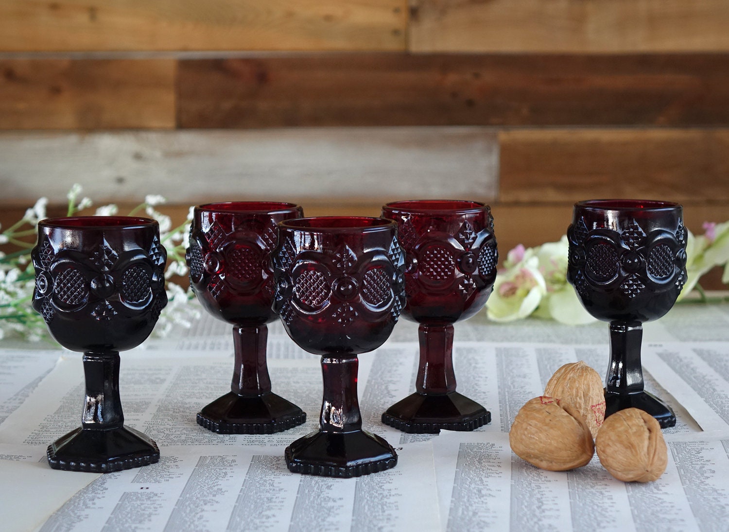 Vintage Avon Ruby Red Wine Glasses Set of 5 Glasses Cape Cod - Etsy