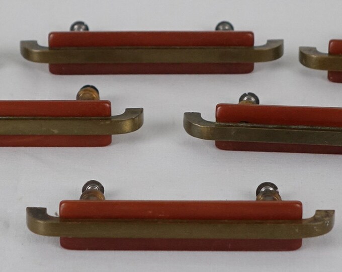 Vintage Bakelite Drawer Pulls - Set of 6 Handles - Brass and Bakelite ...