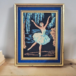 Vintage Framed Needlepoint Bellerina Art / Royal Paris / Wall Art ...