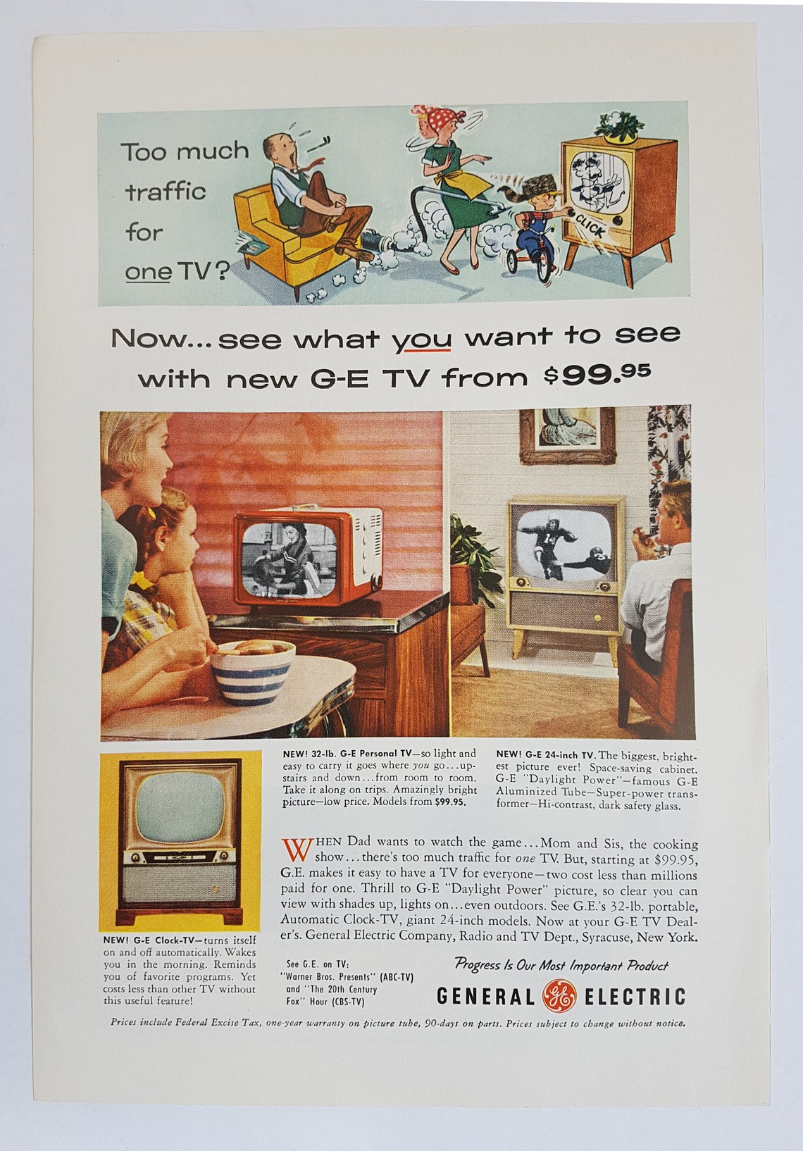 1955 GENERAL ELECTRIC Ad Television Original Magazine Ad Retro | Etsy