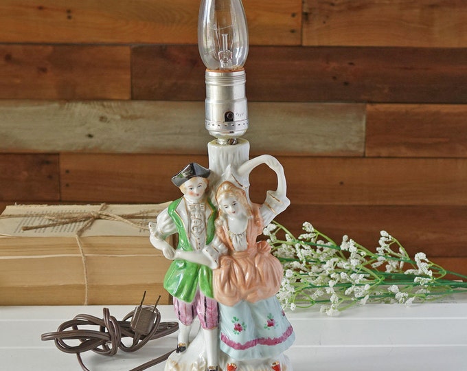 Vintage Victorian Table Lamp Figure Lamp Lady and Gentleman Dancing ...