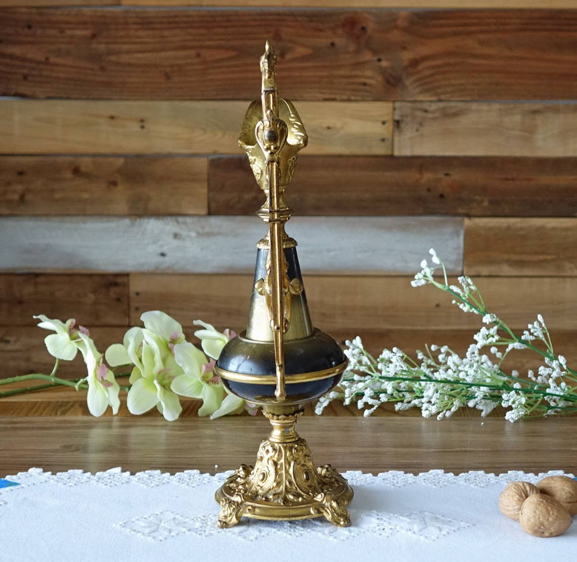 Vintage Brass Decorative Urn Candlestick - Etsy