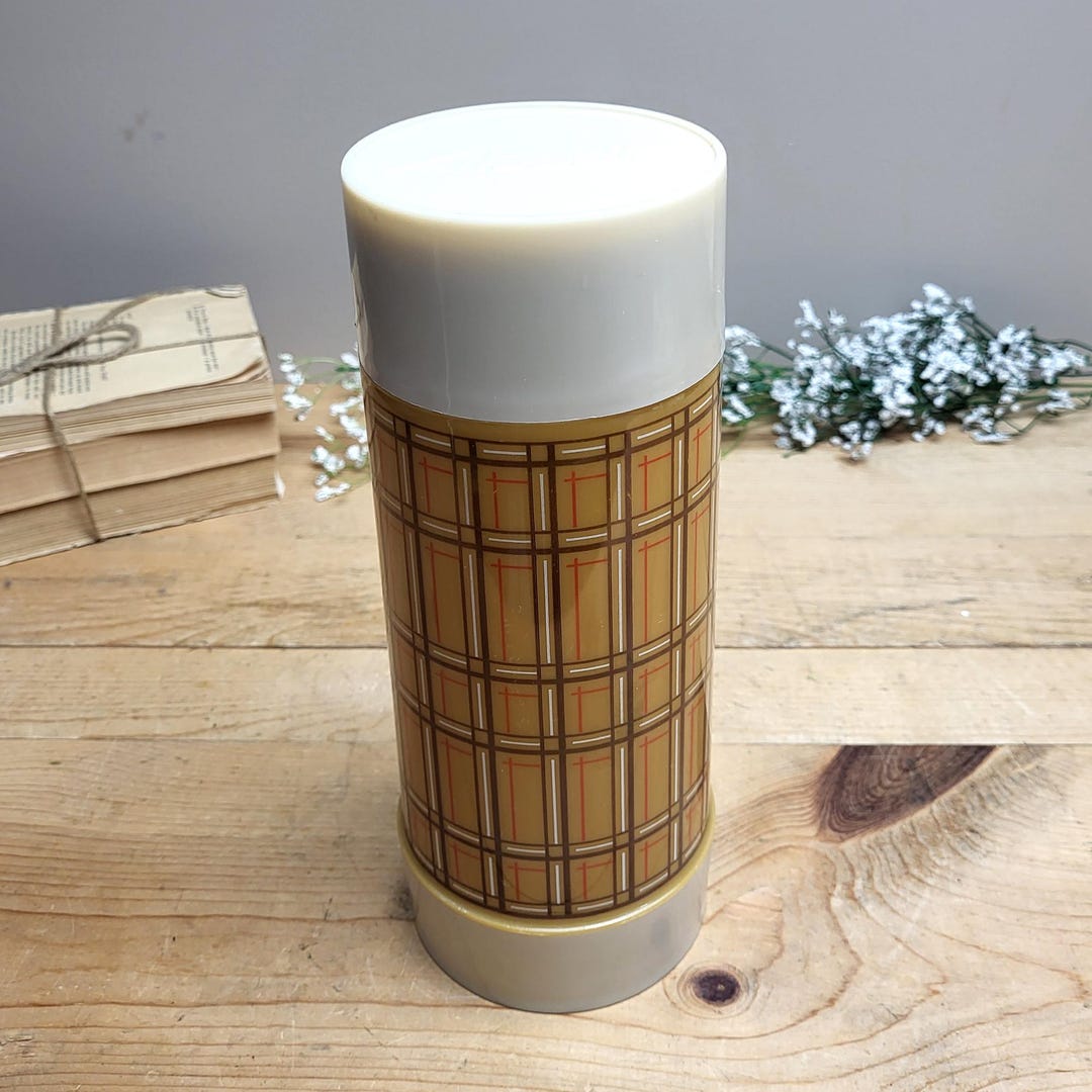 Vintage Plaid Aladdin Thermos: Wide Mouth Quart Size, 1960s Made in USA ...