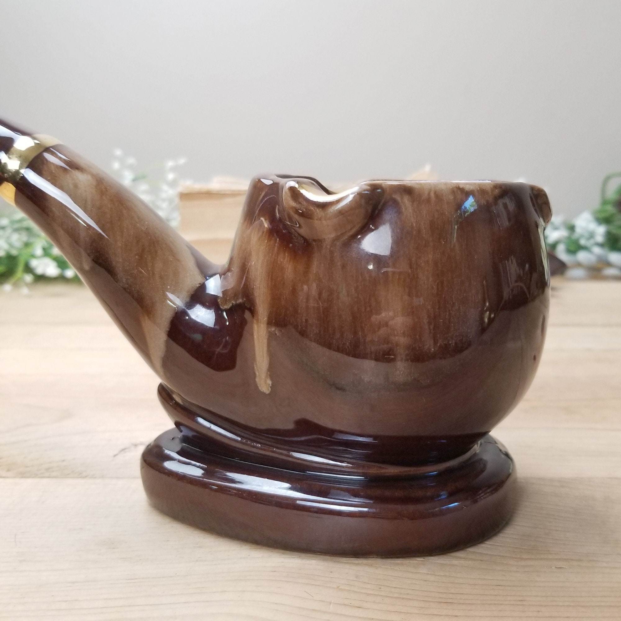 Vintage Pipe Shape Ashtray Trinket Dish Planter Ceramic Retro | Etsy