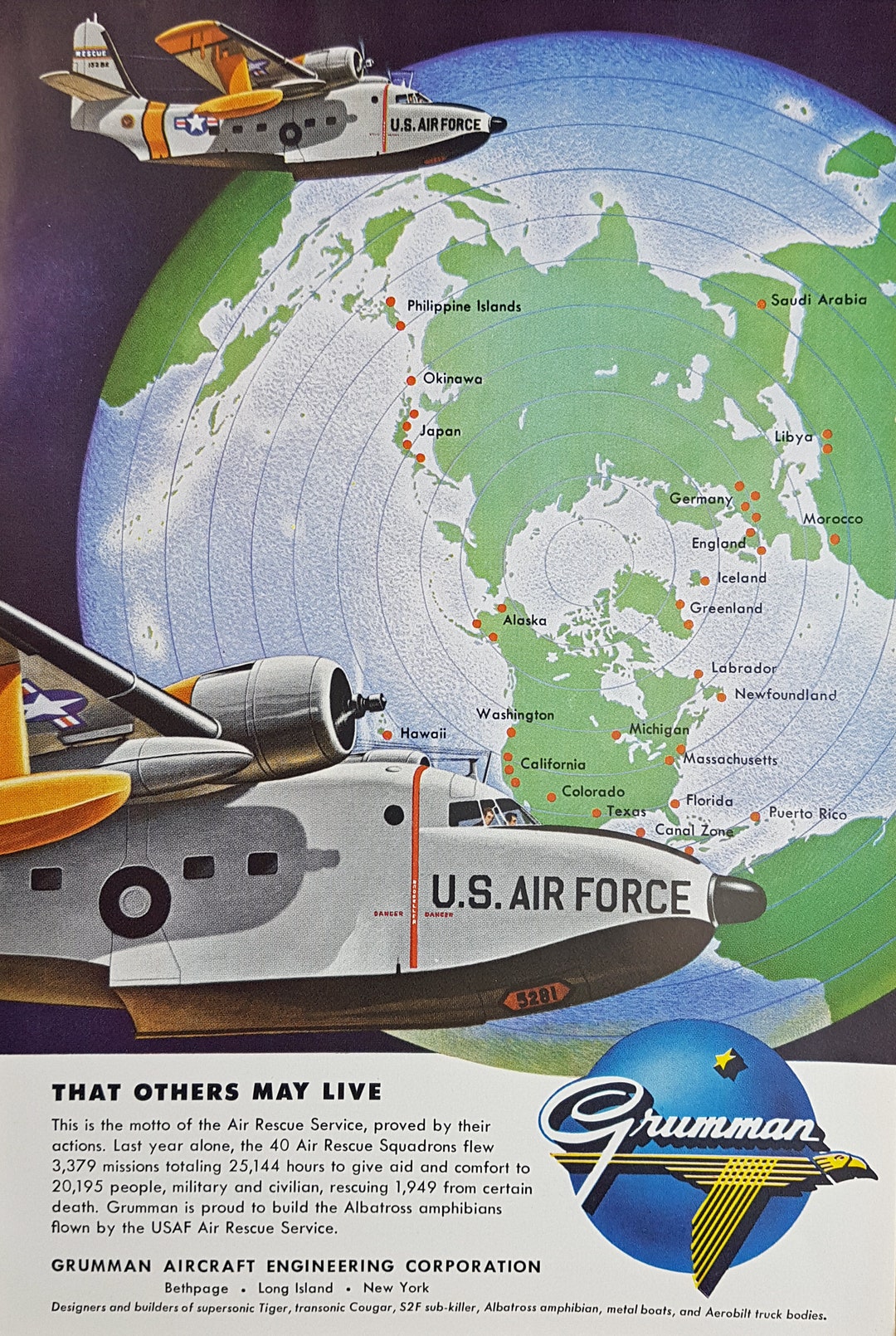 1955 U.S. AIR FORCE Advertising Grumman Aircraft Engineering - Etsy