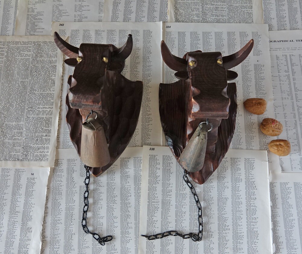 Wall Art Cow Beef Wood Sculptures Vintage Spanish Wood Carved | Etsy