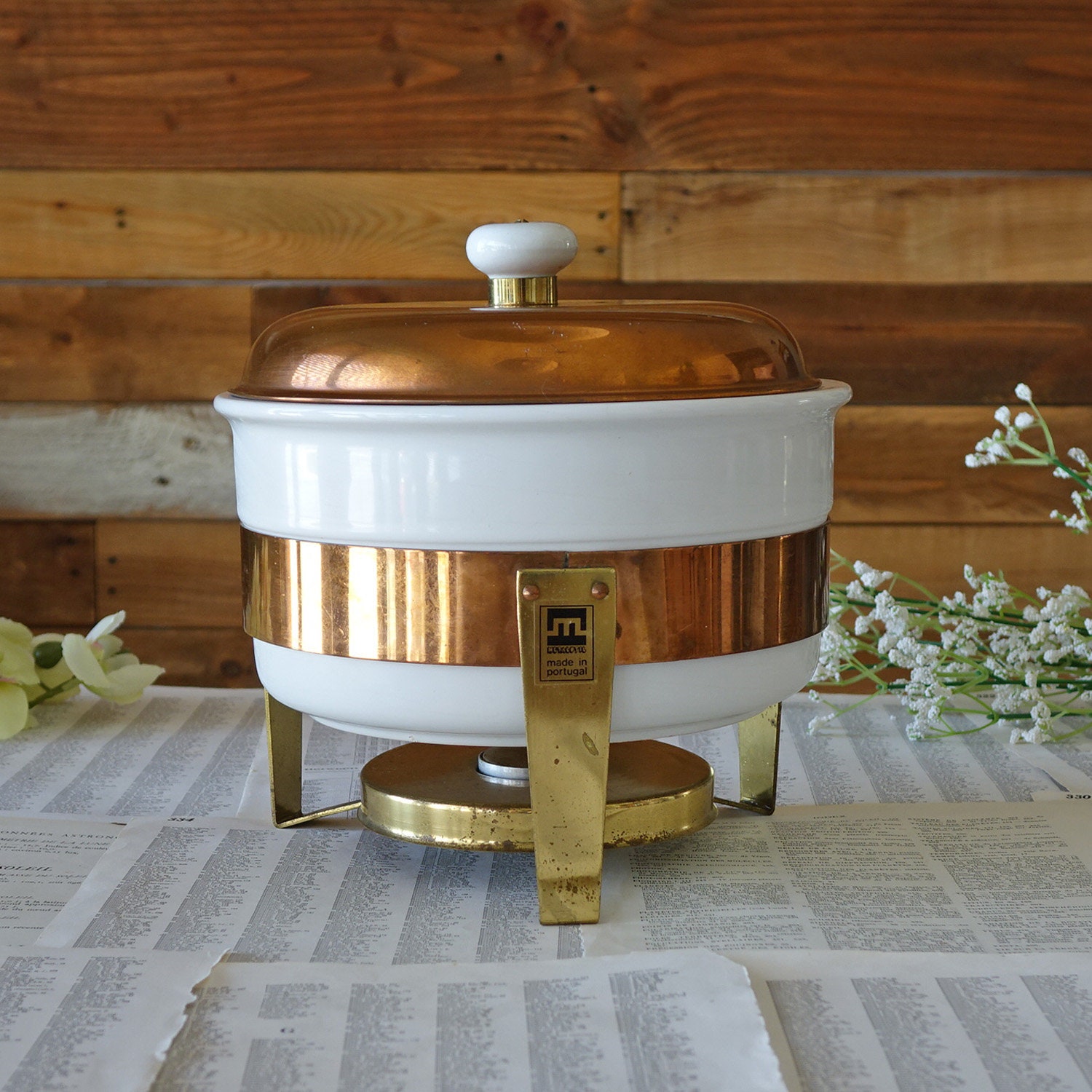 Vintage Chafing Dish by Metalutil Portugal White Ceramic - Etsy Sweden