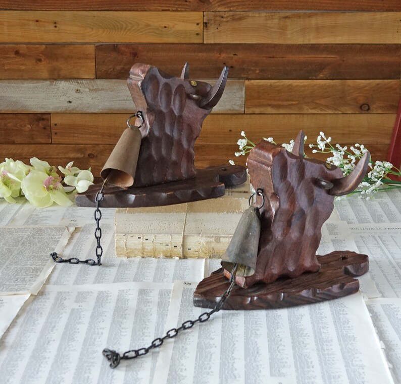 Wall Art Cow Beef Wood Sculptures Vintage Spanish Wood Carved | Etsy