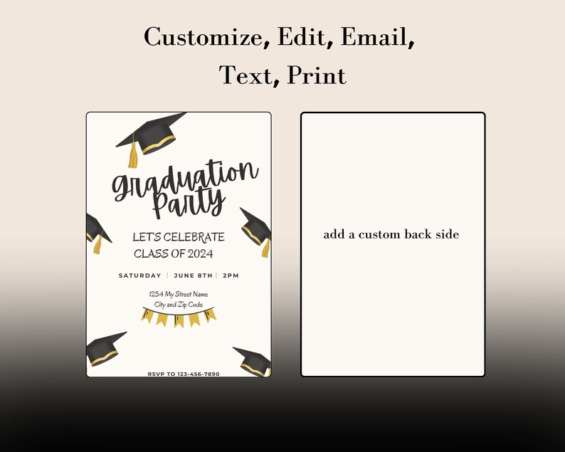 Digital Graduation Party Invitation Template, Congrats Grad Invitation ...