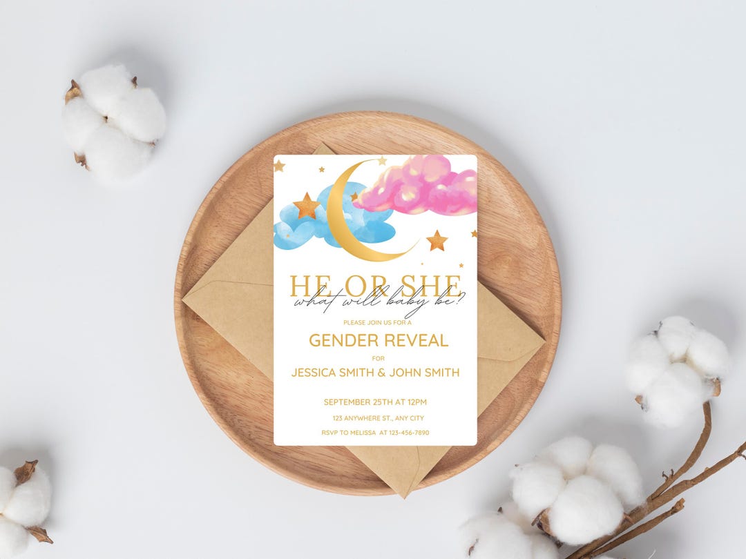 Digital Gender Reveal Invitation, Gender Reveal Party, Boy or Girl ...
