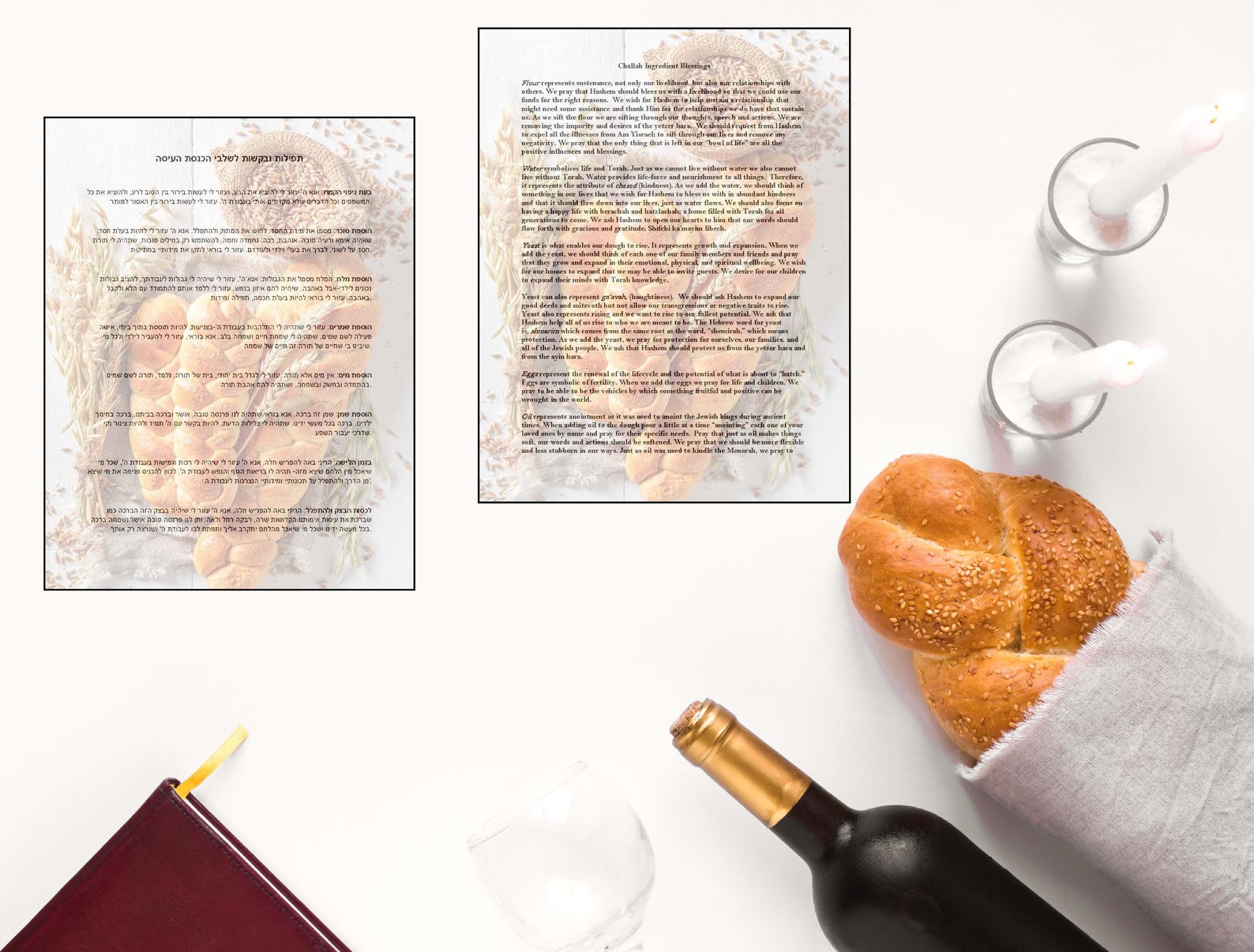 Challah Blessing Prayer Cards Digital and Printable | Shabbat Blessing ...