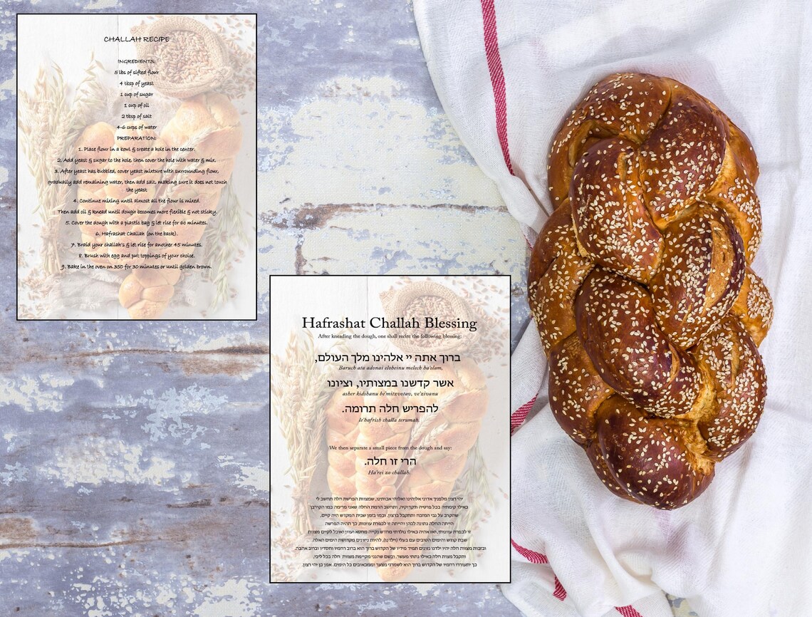 Challah Blessing Prayer Cards Digital and Printable | Shabbat Blessing ...