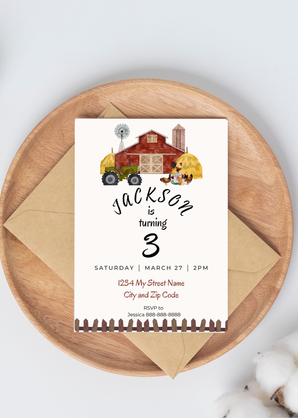 Farm Animal Birthday Invitation, Barn Animal Birthday Invite, Barnyard ...