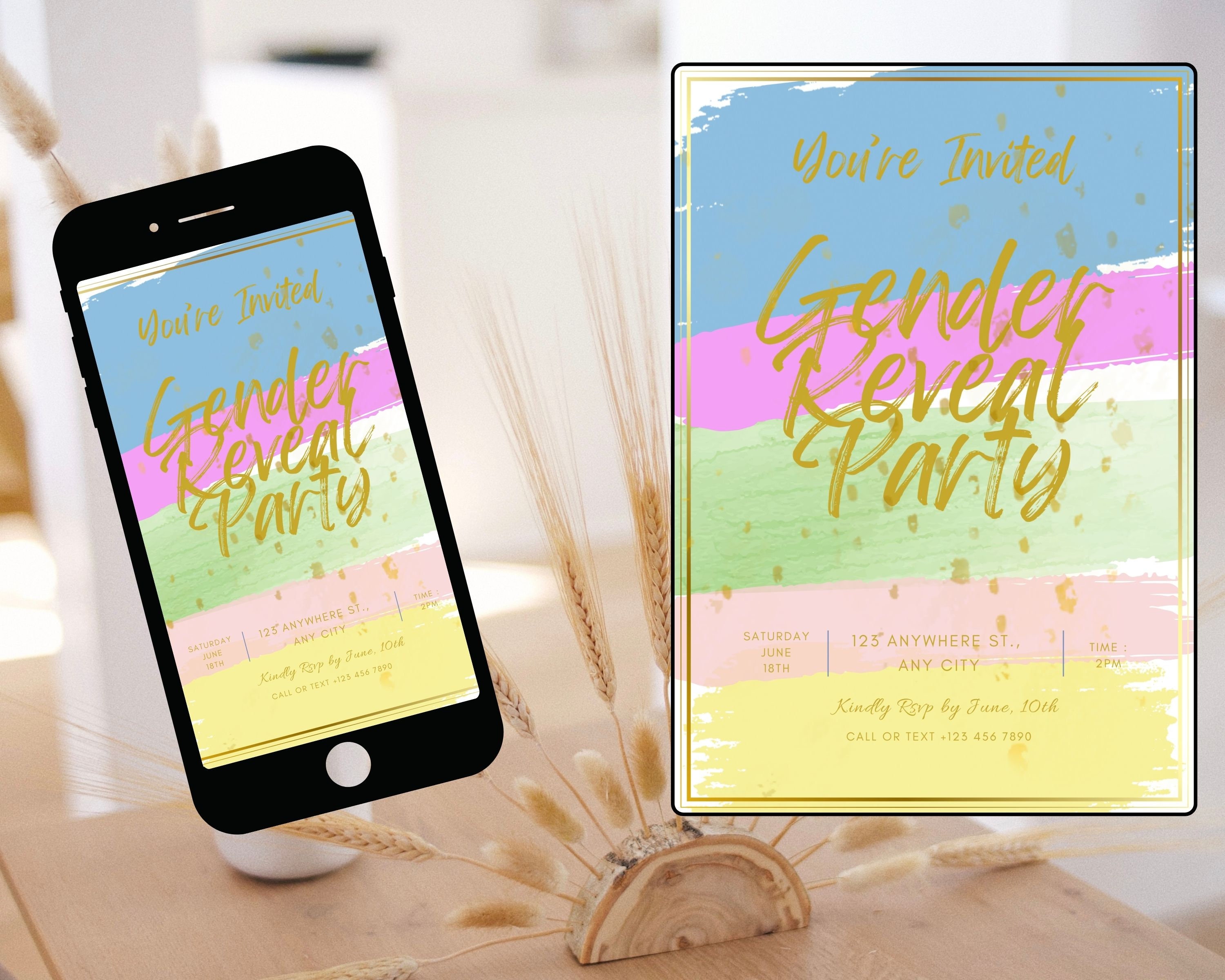 Digital Gender Reveal Invitation, Download Canva Template, Gender ...