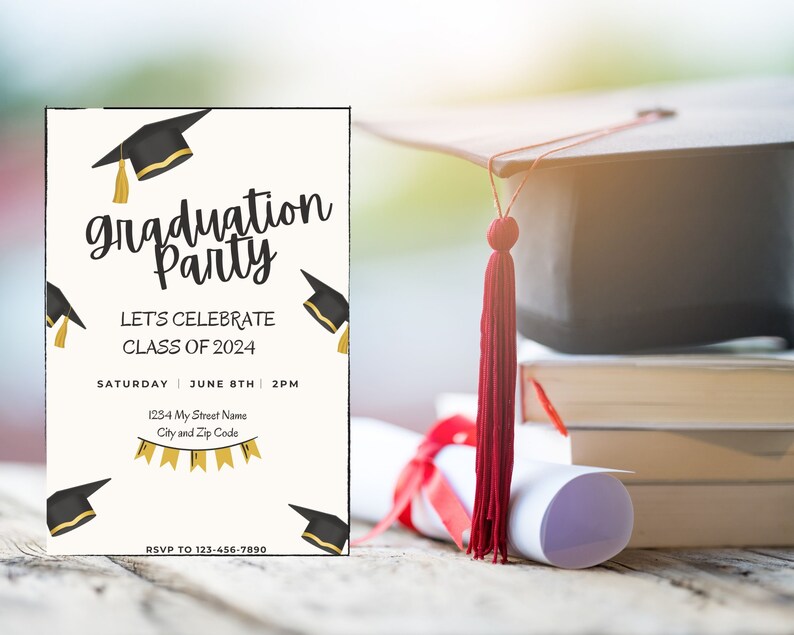 Digital Graduation Party Invitation Template, Congrats Grad Invitation ...