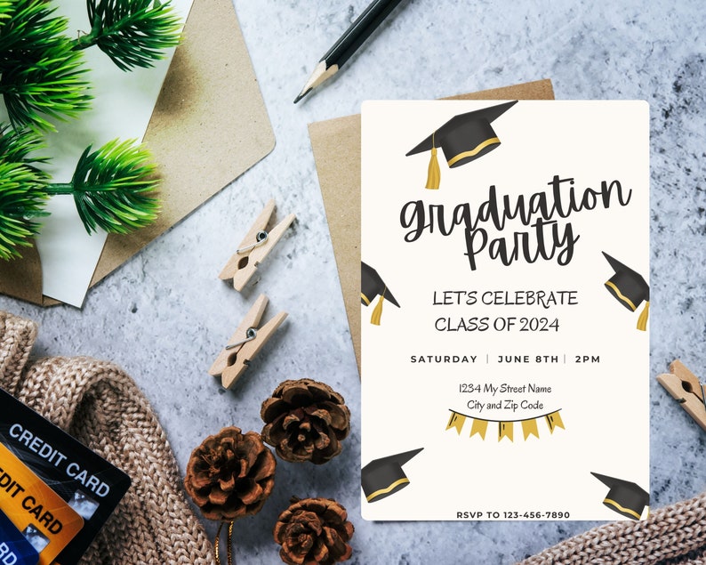 Digital Graduation Party Invitation Template, Congrats Grad Invitation ...