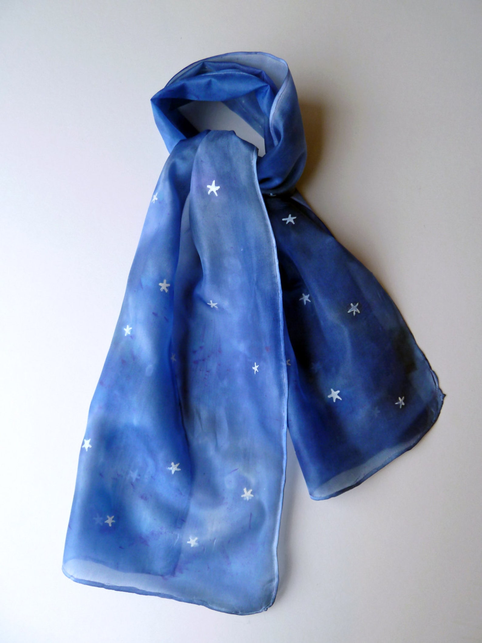 Starry Night Hand Painted Silk Scarf - Etsy