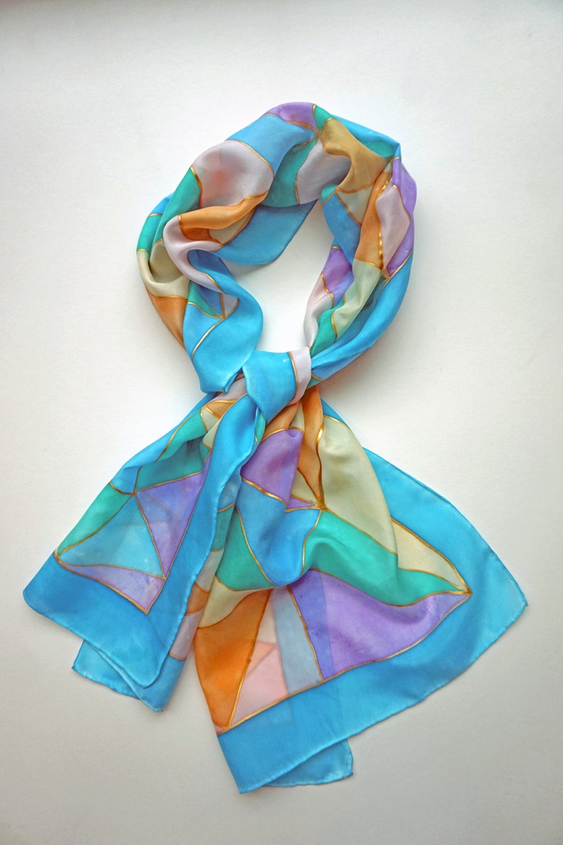 Pastel Hand Painted Silk Scarf - Etsy UK