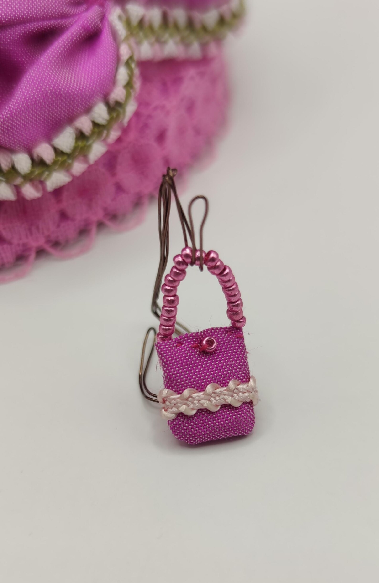 Set of Dress, Bonnet and Bag. in Wild Silk. 1:12 Scale. Dollhouse ...