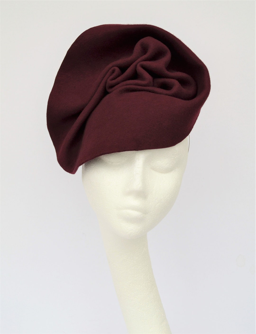 Burgundy Red Wool Felt Hat. Red Winter Felt Hat. Formal Event Hat ...