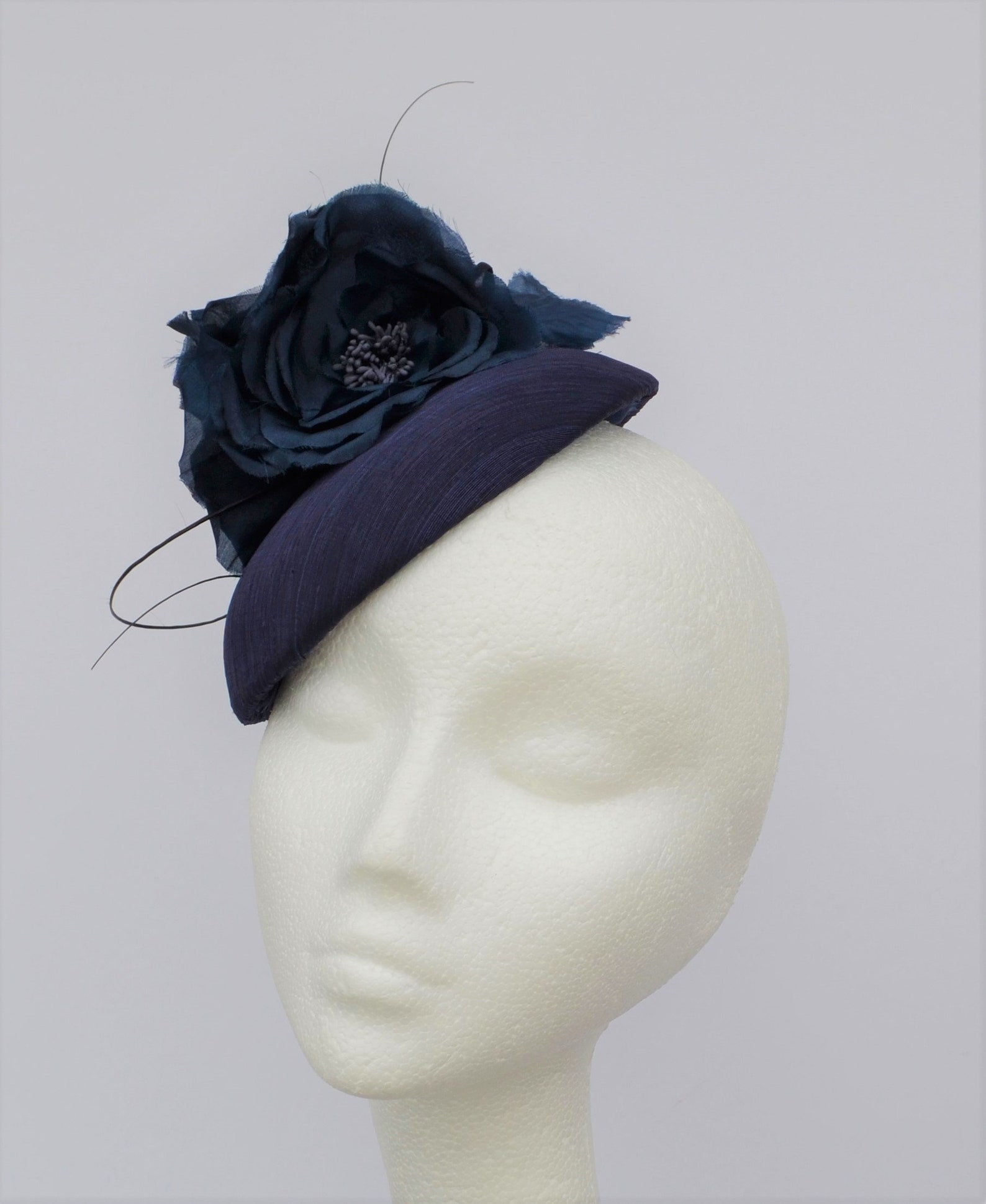 Navy Blue Wedding Hat. Navy Blue Ascot Hat. Navy Blue Occasion - Etsy