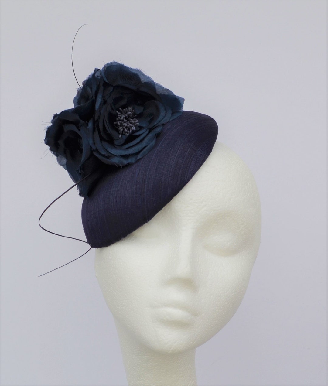 Navy Blue Wedding Hat. Navy Blue Ascot Hat. Navy Blue Occasion ...