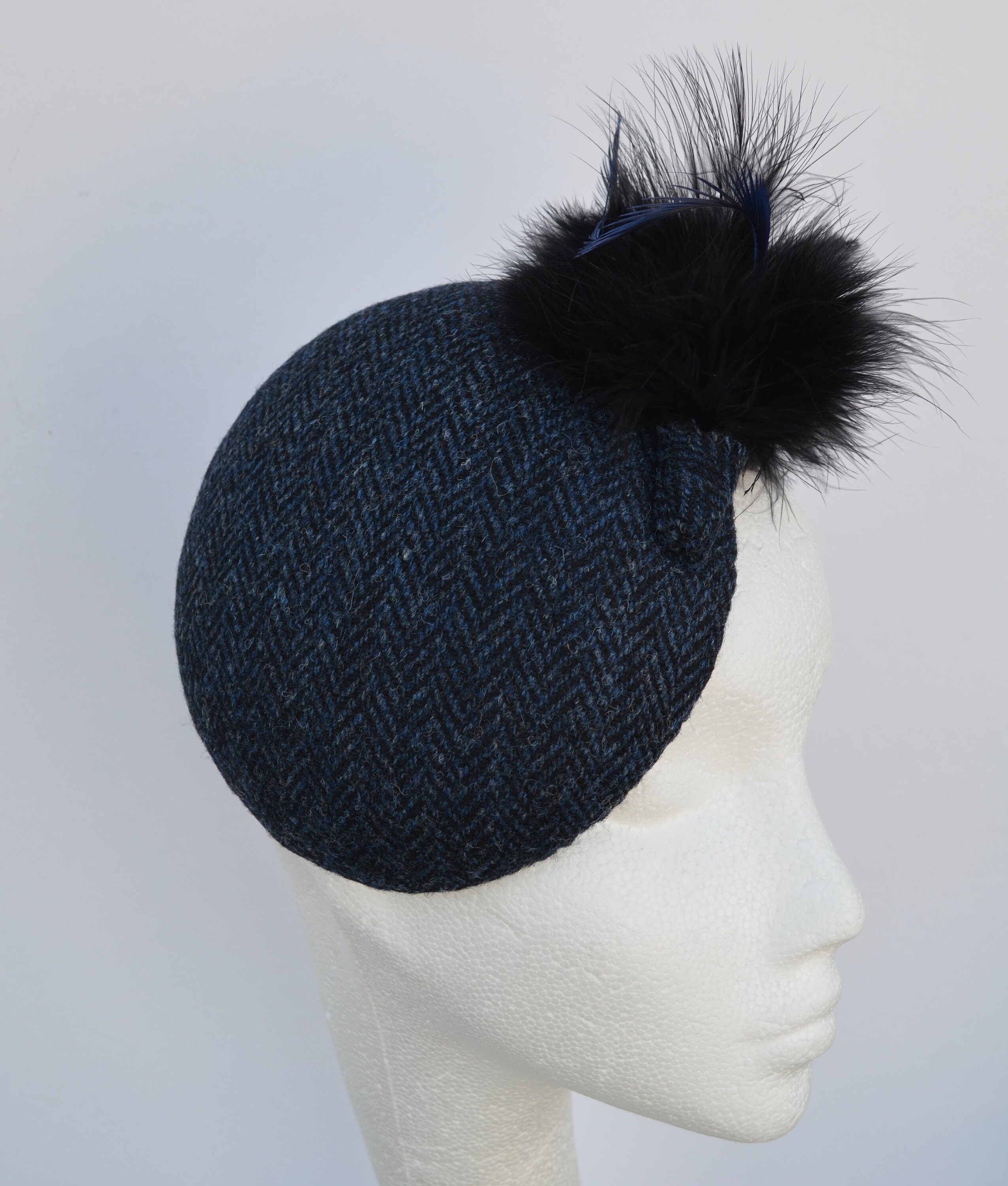 Navy Blue Harris Tweed Hat. Navy and Black Winter Hat. Winter Wedding ...