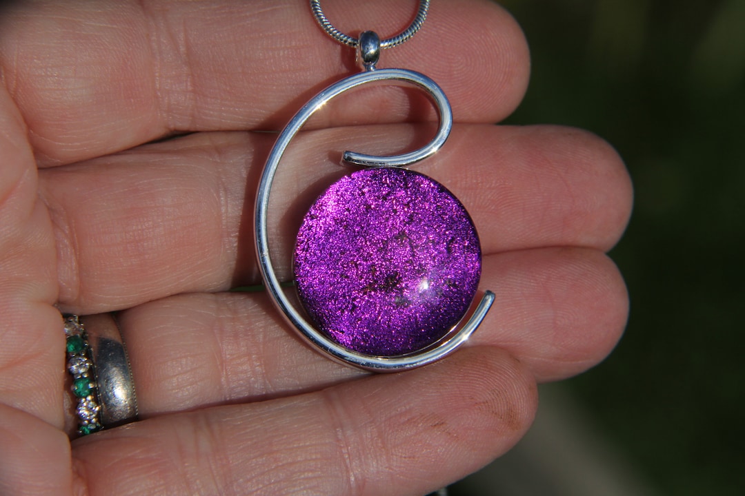 Dichroic Glass Pendant, Dichroic Wave Pendant, Fused Glass, Dichroic ...