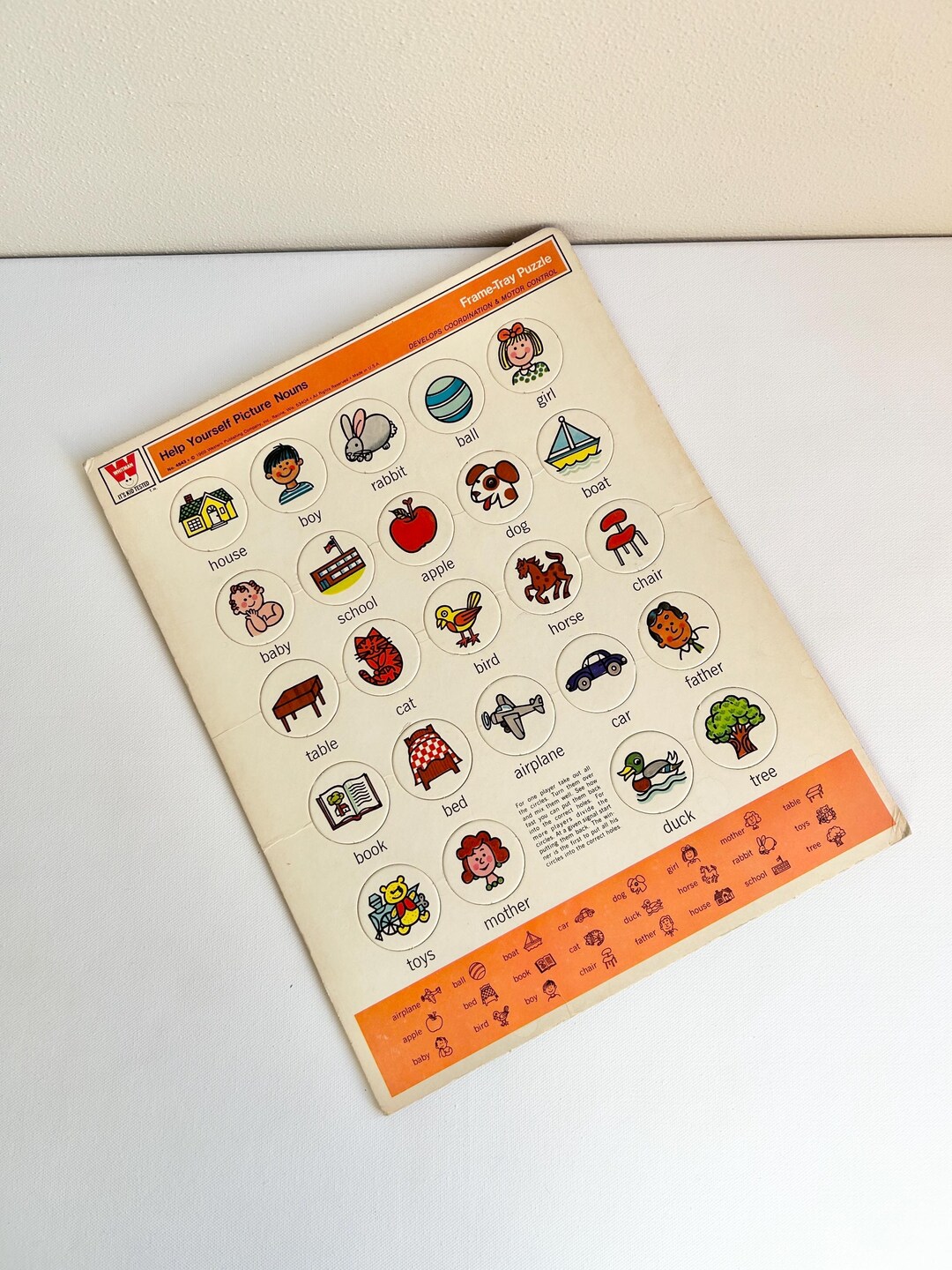 1969 Whitman Picture Nouns Frame Tray Puzzle, Western Publishing - Etsy