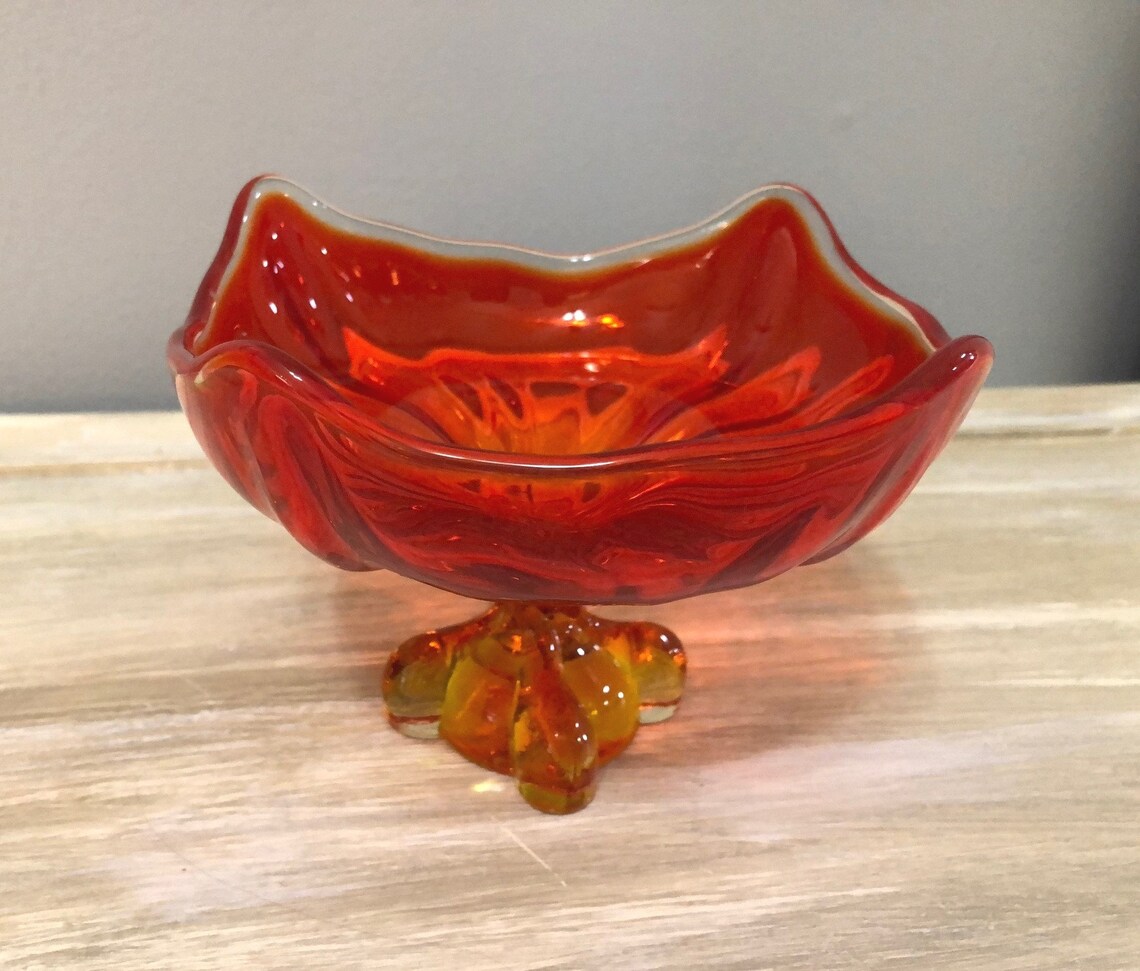 Fenton Orange Amberina Footed Dish Amberina Candy Dish - Etsy