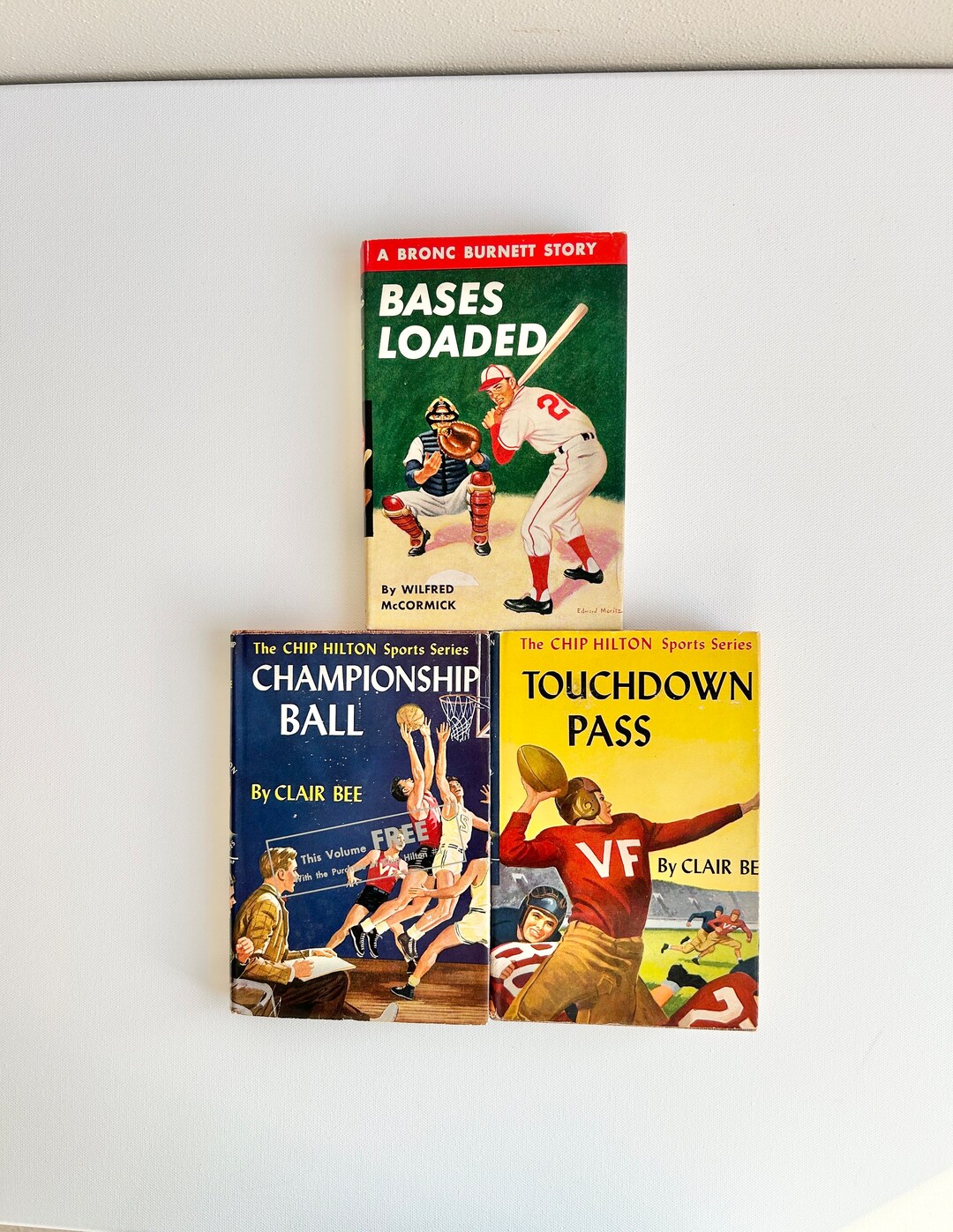 THREE Sports Books, Bronc Burnett, Bases Loaded, Chip Hilton Sport ...