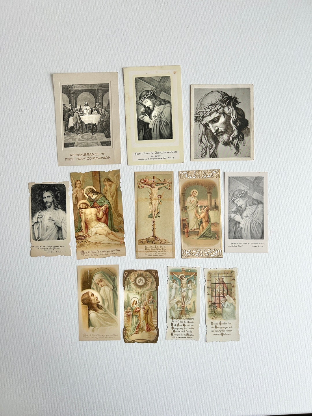 Vintage Prayer Cards, Lot of 12, Religious Card, Crucifixion, Religious ...