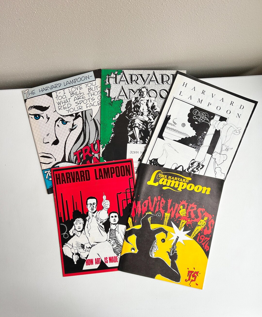 1975-1976 Harvard Lampoon Magazines, Set of FIVE: Humor Magazine, Cover ...