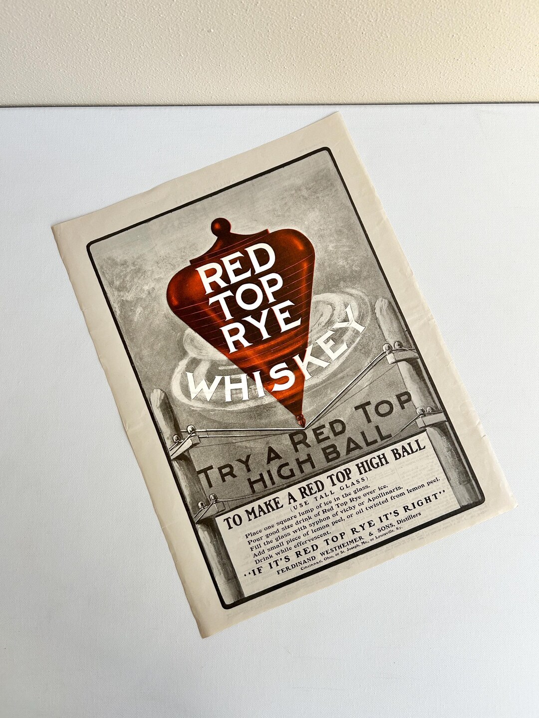 1902 Red Top Rye Whiskey Ad From Collier's Weekly, RARE, Bar Wall Décor ...