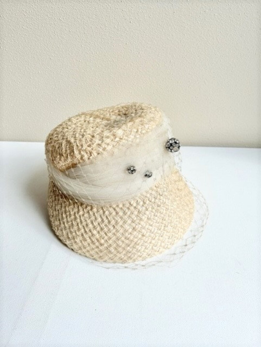 Juli-kay Woven Bucket Hat, Tulle and Netting, Vintage Straw Hat ...