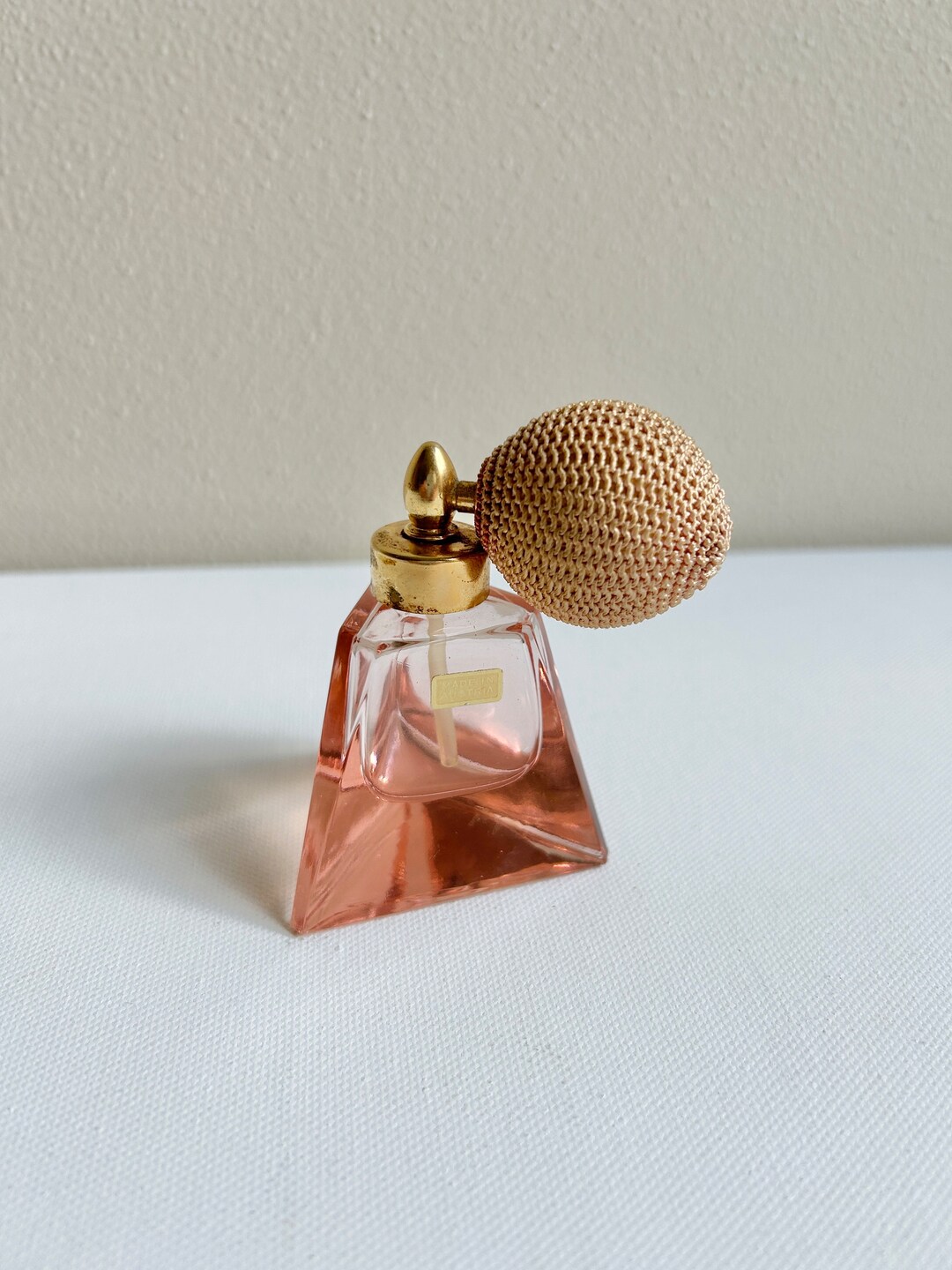 Austria Pink Triangular Perfume Bottle With Atomizer, Blush Pink ...