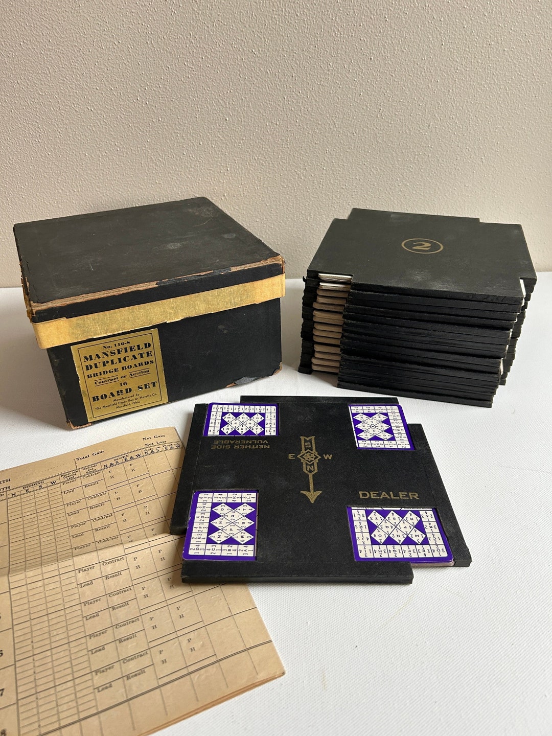 Mansfield Duplicate Bridge Board Set, 16 Boards, Vintage Bridge Boards ...