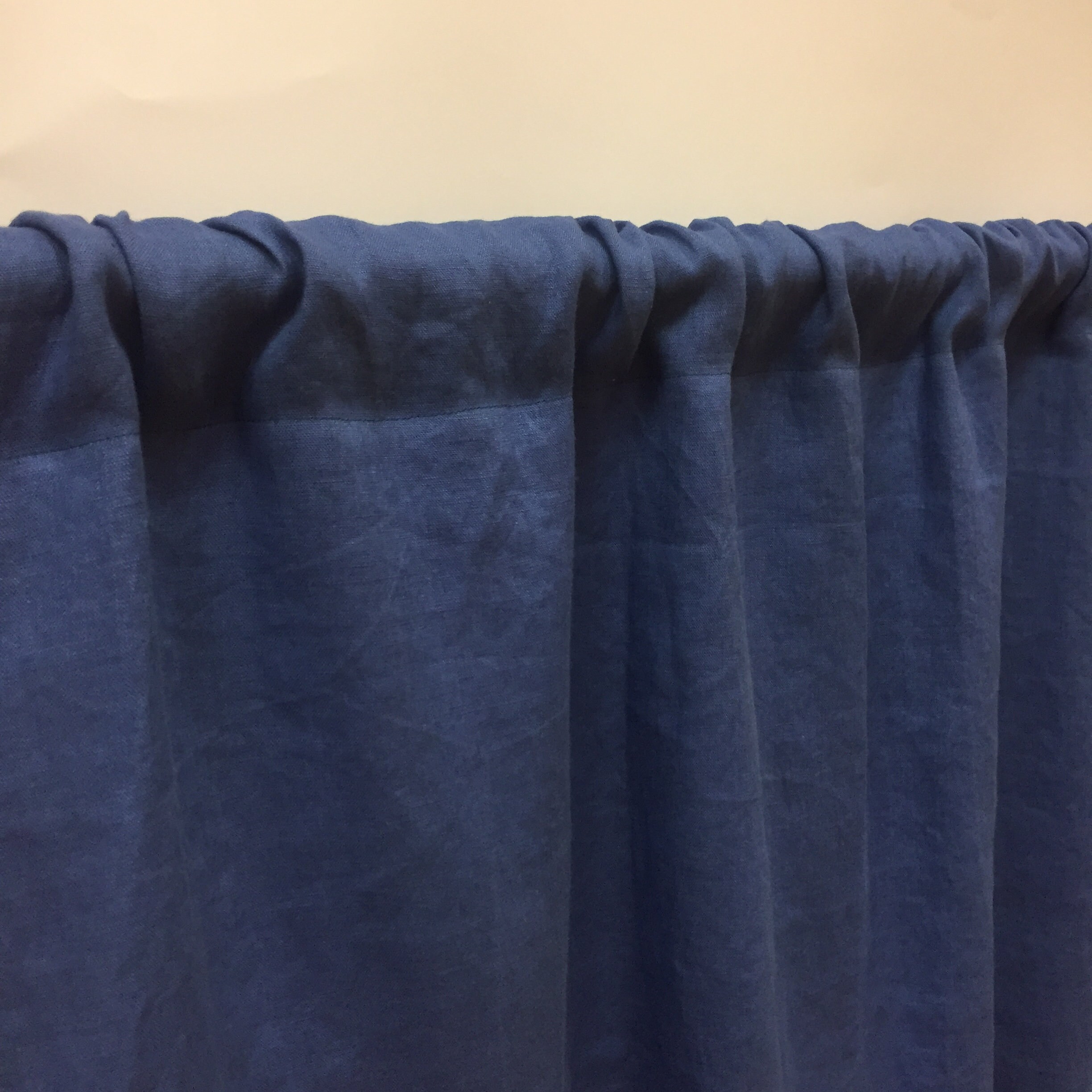 Dark Blue Curtain Panelslinen Valance Blue Linen Curtains - Etsy