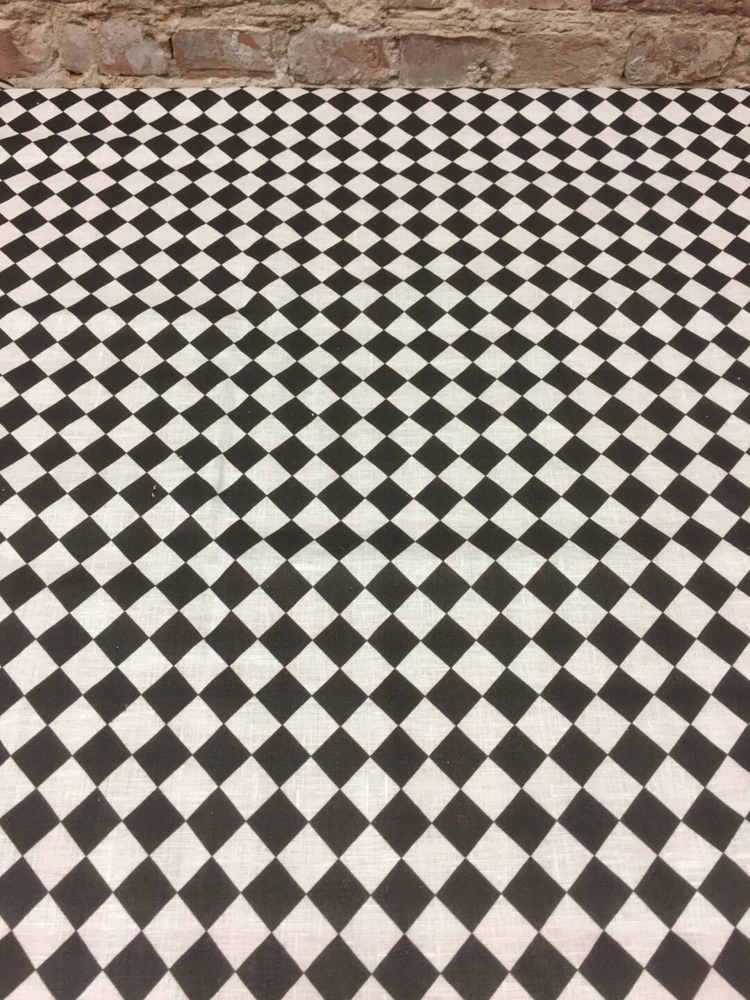 Linen Tablecloth With White and Black Lozenges, Table Cloth Rhomb ...
