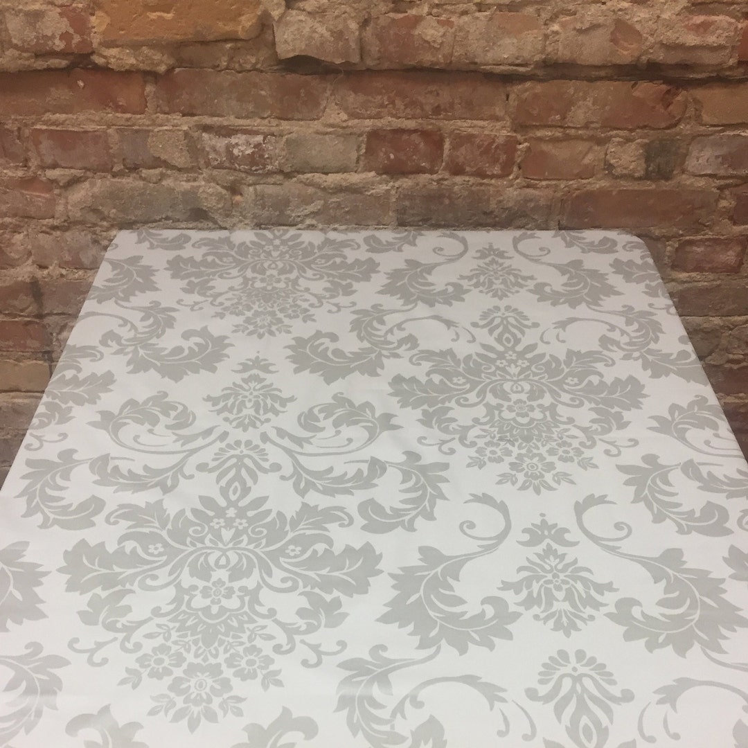 Light Grey Tablecloth With a Silver Decor Prints, Silver Gray Table ...