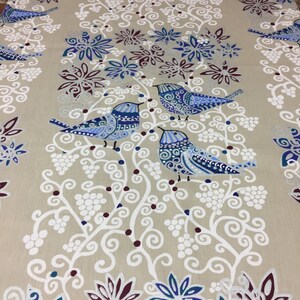 Tablecloth Beige With Blue Birds and White, Blue Purple Decor, Silver ...