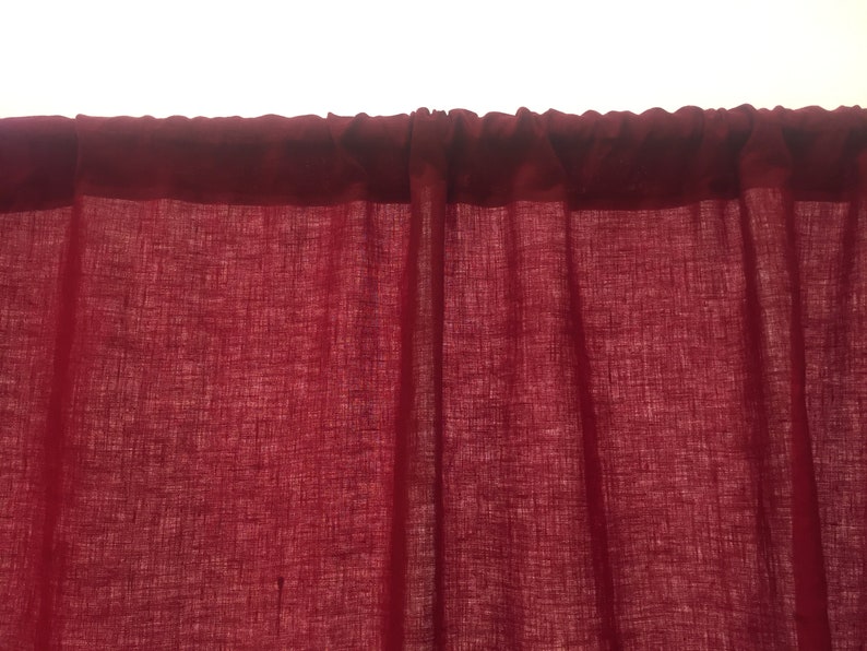 Red Linen curtains red Curtains Panels Natural linen | Etsy